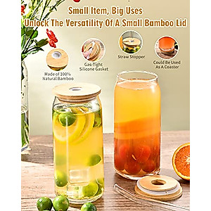 Rainforce 20 Oz Glass Cups With Lids And Straws, Beer Can Shaped Glass 12Pcs Set, Iced Coffee Cups, Glass Beer Can Cups, Drinking Glasses With Bamboo Lids, Beer Glasses, Cute Tumbler Glass Cups