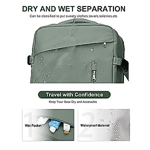 Large Travel Backpack for Women Carry On Airline Flight Approved Expandable Work Personal Item size Backpack Bag with Laptop compartment for College Men Waterproof Hiking Mochila de Viaje Green