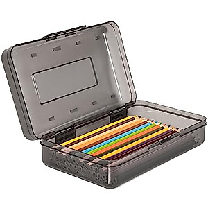 DANRONG Pencil Box, Large Capacity Pencil Case, Plastic Pencil Boxs for Kids Girls Boys Adults, Hard Crayon Box Storage with Snap-Tight Lid for School Office Supplies