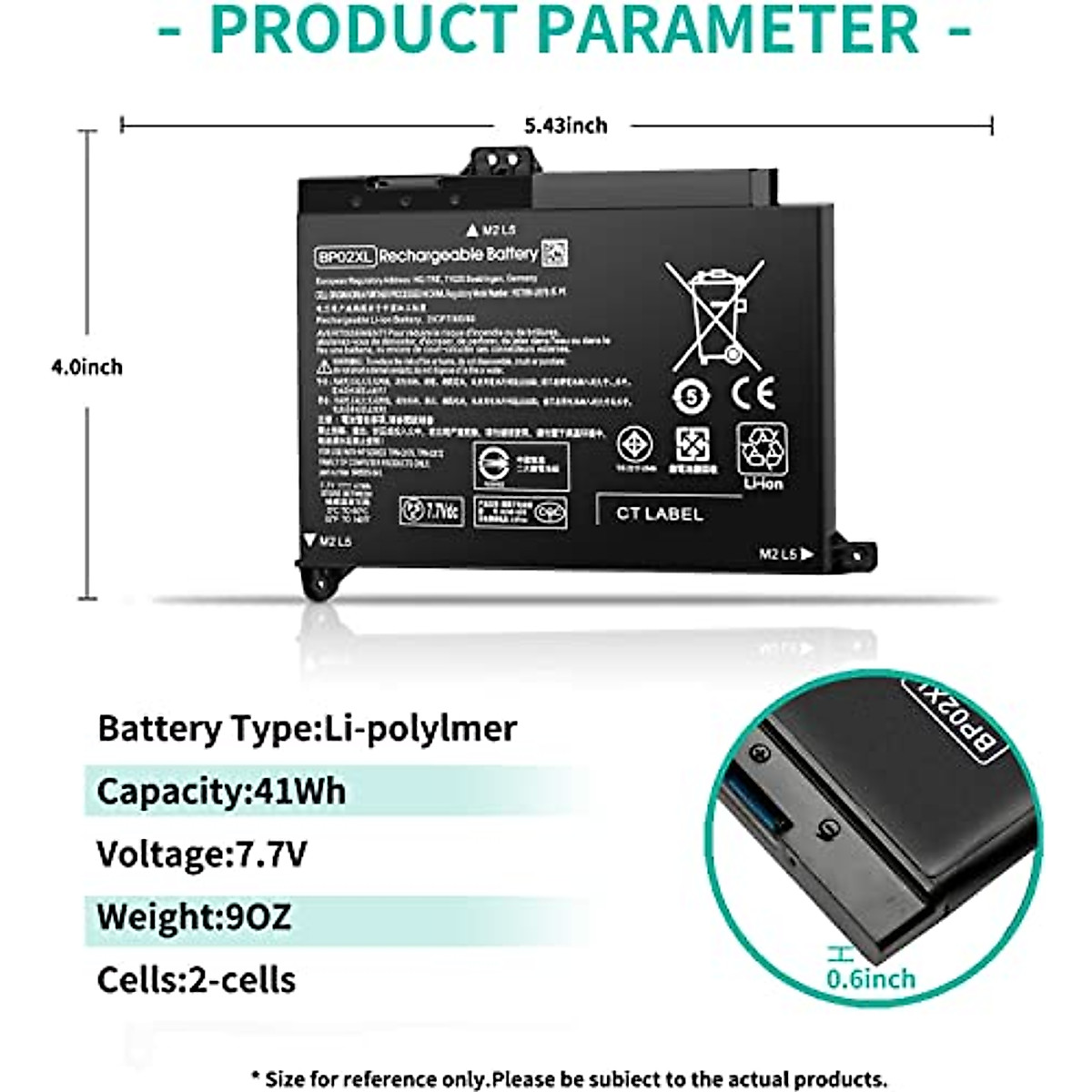 BP02XL 849909-850 Battery for HP Pavilion 15-AU 15-AW series 15-AU057CL 15-AU063NR 15-AU023CL 15-AU123CL 15-AU062NR 15-AU018wm 15-AU020WM 15-AU030WM 15-AW002LA 15-AW053NR 15-AU091NR 15-AU023CL