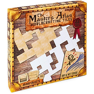 Stratagem The Master's Atlas Grid Tiles-Reversible Dry Wet Erase Battle Map for 3D DND-RPG Tabletop RPG Scenery-Dungeons Dragons Pathfinder- Tabletop Grid| Blank/Parchment - 44 Tiles & 48 Tokens