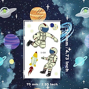 Ooopsiun Space Tattoos for Boys Glow in The Dark - 90 Luminous Styles, Space Birthday Party Decorations Favors for Kids Boys
