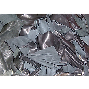 REED Scraps - 2 Pound Leather from Garment Cutting Mostly Black Color, 2 lb.