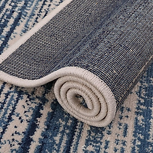 COZYLOOM 12x18 Area Rug Large Indoor Plush Rug Modern Ombre Area Rug for Living Room Retro Abstract Throw Carpet Non-Shedding Aesthetic Rug Contemporary Grediant Farmhouse Office Nursery Rug Blue