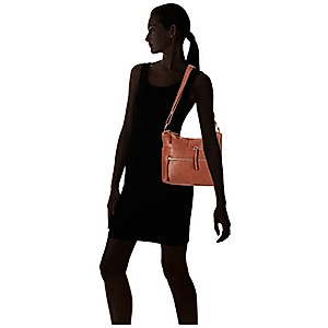 Bueno of California GAL Antique Leather Double Zip Shoulder Bag, Tan