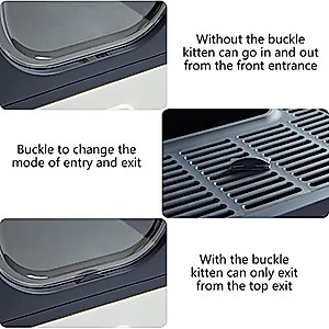 Kitty Litter Box with Lid Foldable Enclosed Kitten Potty with Cover Front Entry and Top Exit Cat Litter Boxes Drawer Type Easy Clean No Odor Control 2 in 1 Cleaning Brush(Black)