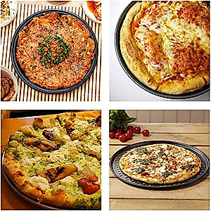 Jteyult 11 Inch Personal Perforated Pizza Pans Carbon Steel with Coating Easy to Clean Pizza Baking Tray