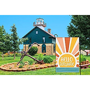 Jartinle Hello Sunshine Garden Flag, Rainbow Sun Summer Yard Flag Double Sided Vertical Burlap Outdoor Decor 12.5 x18 Inch
