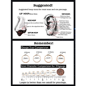 OUFER Nose Piercing Jewelry,20G Nose Hoop Rings, Double Row Diamonds Surgical Steel Tragus Piercing Jewelry, Helix Sung Rook Tragus Earrings for Women Men-20G 6MM