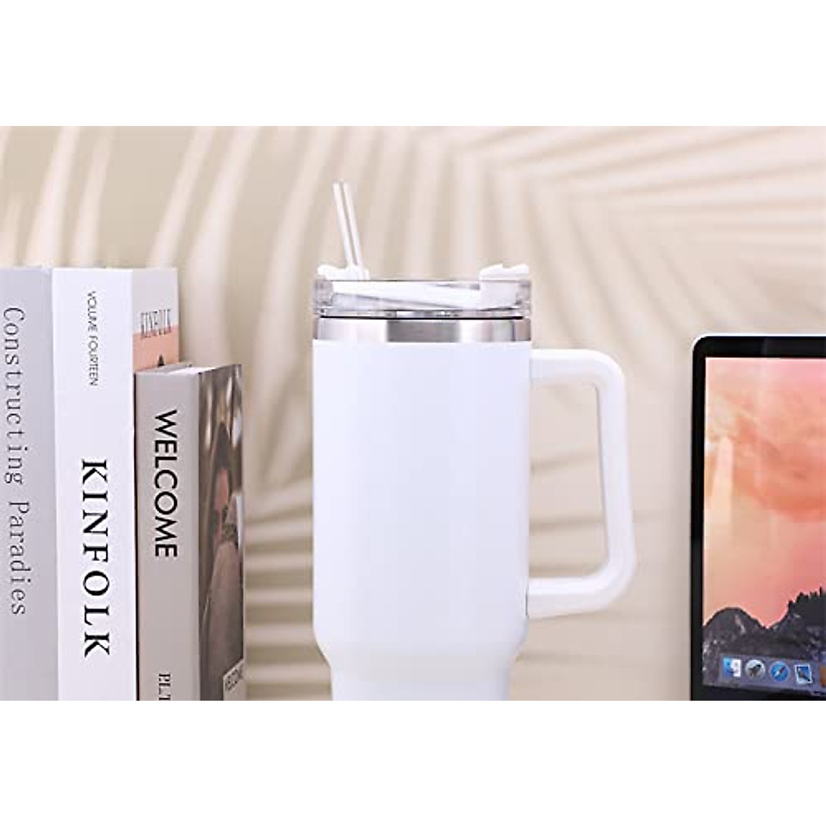 Tumbler Lids 40 OZ Replacement Compatible for Stanley Adventure Quencher Travel Tumbler Cup Lid Plastic Rotation and Cover Set for Quencher H2.0 FlowState 64 oz Lid