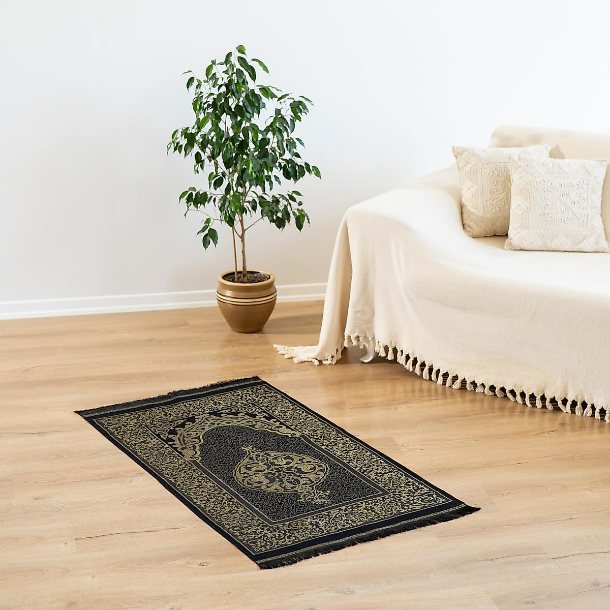 SUMELA Prayer Mat, Islamic Gift Set, Ottoman Prayer Mat, Prayer Mat, Muslim Gifts, Prayer Beads, Travel Bag, Black Color, Standard