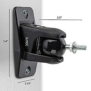 Jumbl SINSB7B ProGrip Ultra Stainless Steel Speaker Wall Mount Bracket, Black, Pair of 2