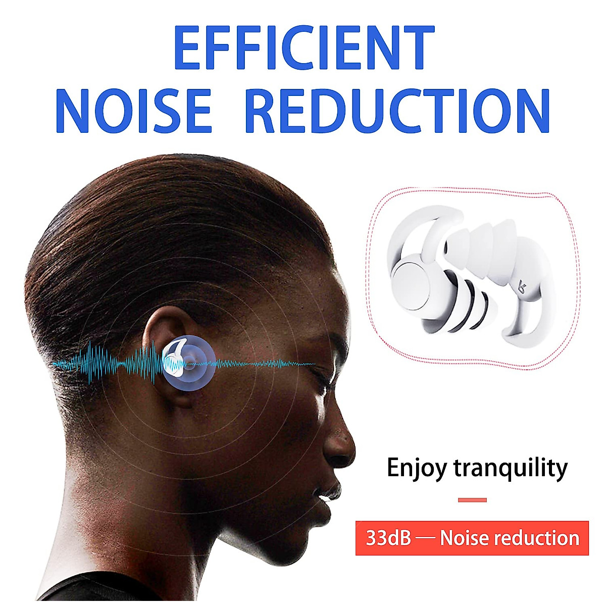 Ear Plugs for Sleeping Noise Cancelling, Ear Plugs for Noise Reduction, Washable Hearing Protection for Work, Travel, Concert, Swimming, Sleep Snoring(White)