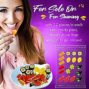 Fusion Select 2 Packs 22 Pieces Keto-Friendly Sushi Bento Gummies - Healthy Low Carb Sugar Free Snack Candies - Chewy Bites Sweetened with Allulose - Desserts High in Protein & Fiber - Total 44 Pieces