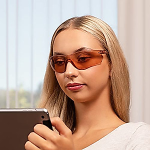 NoCry Lightweight Blue Light Blocking Glasses with Orange Lenses, Anti Fog and Anti Scratch Coating and UV 400 Protection; ANSI Z87.1 Certified