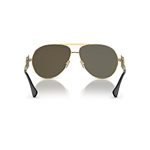 Versace Unisex Sunglasses Gold Frame, Brown Mirror Gold Lenses, 65MM