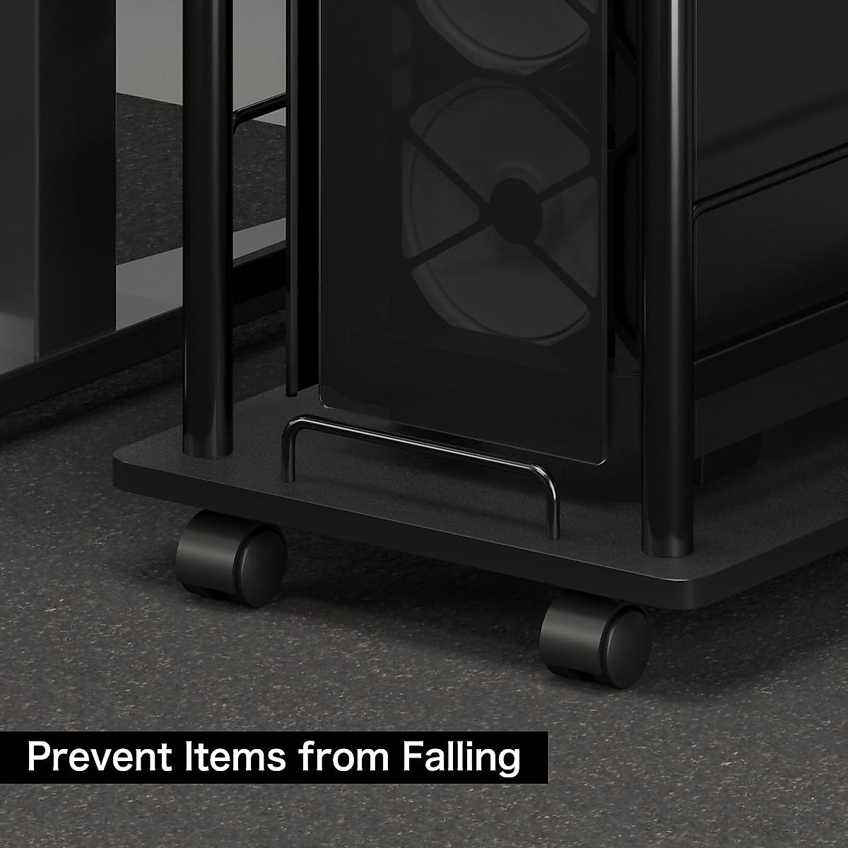 PROXRACER Height Adjustable Computer Tower Stand, 3-Tier CPU Holder Cart Printer Stand Mobile PC Laptop Standing Table Home Office Gaming Accessories with Rolling Wheels