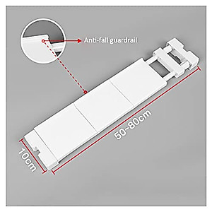 LIYIVNAA Expanding Narrow Closet Shelf Tension Rod Slim Cupboard Divider Hanger Adjustable Cabinet Organization Storage Rack Windowsill Bathroom Shelving Unit for Small Space - White