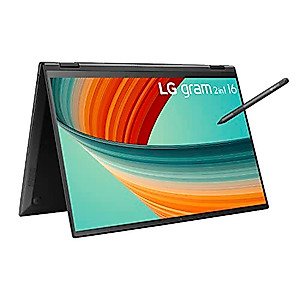 LG gram 16” 2in1 Lightweight Laptop, Intel 13th Gen Core i7 Evo Platform, Windows 11 Home, 32GB RAM, 1TB SSD, Black