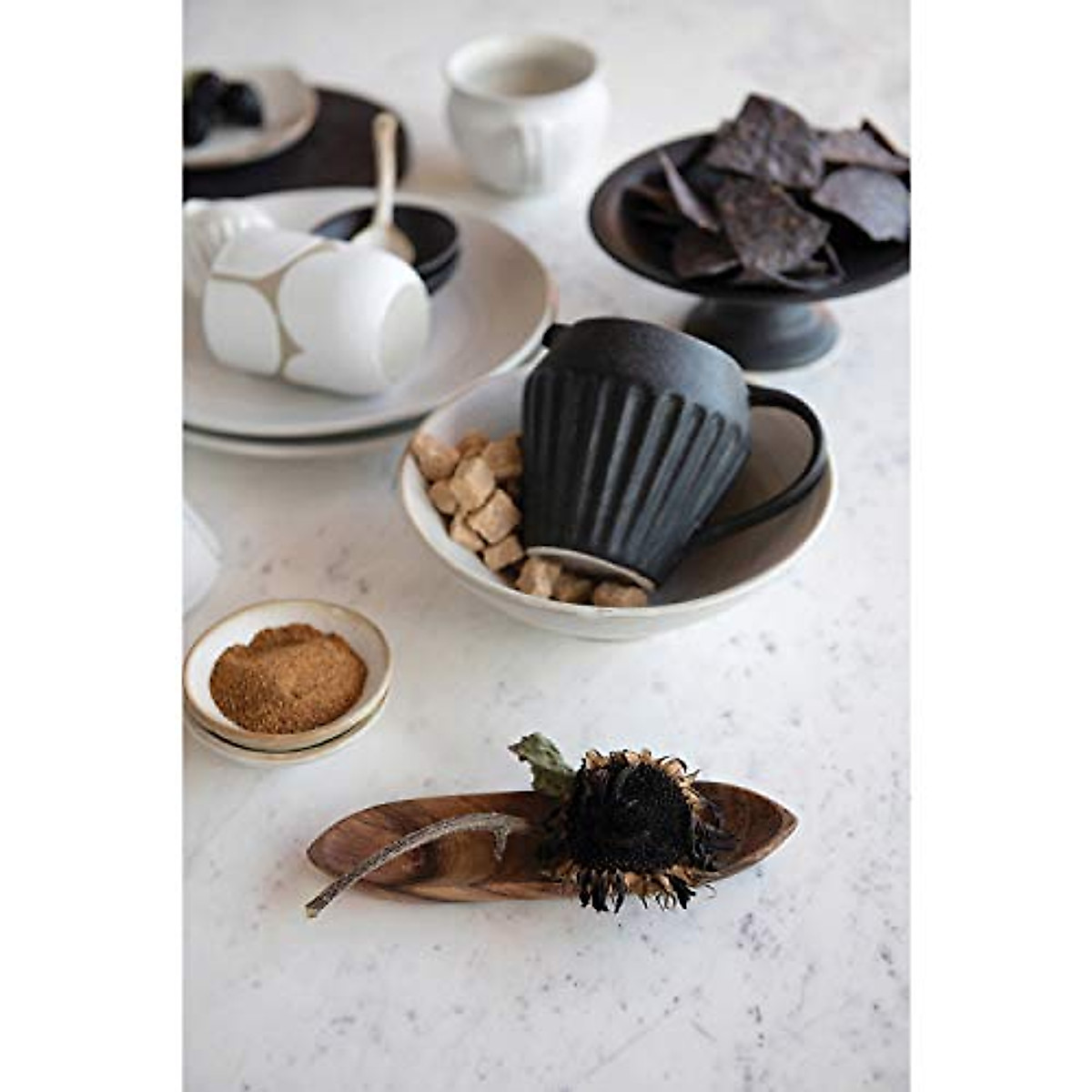 Creative Co-Op 14 oz. Stoneware, Reactive Glaze, Matte Black Finish Pitcher, 4.5"