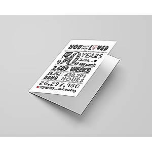 Katie Doodle 50th Birthday Card - Super Cute 50th Birthday Decorations, 50th Birthday Gifts for Women, 50th Anniversary Decorations, 50th Birthday Gifts for Men - Includes 50 Years Card & Envelope