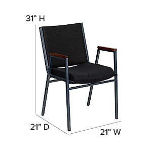 Flash Furniture HERCULES Series Heavy Duty Black Dot Fabric Stack Chair with Arms and Ganging Bracket