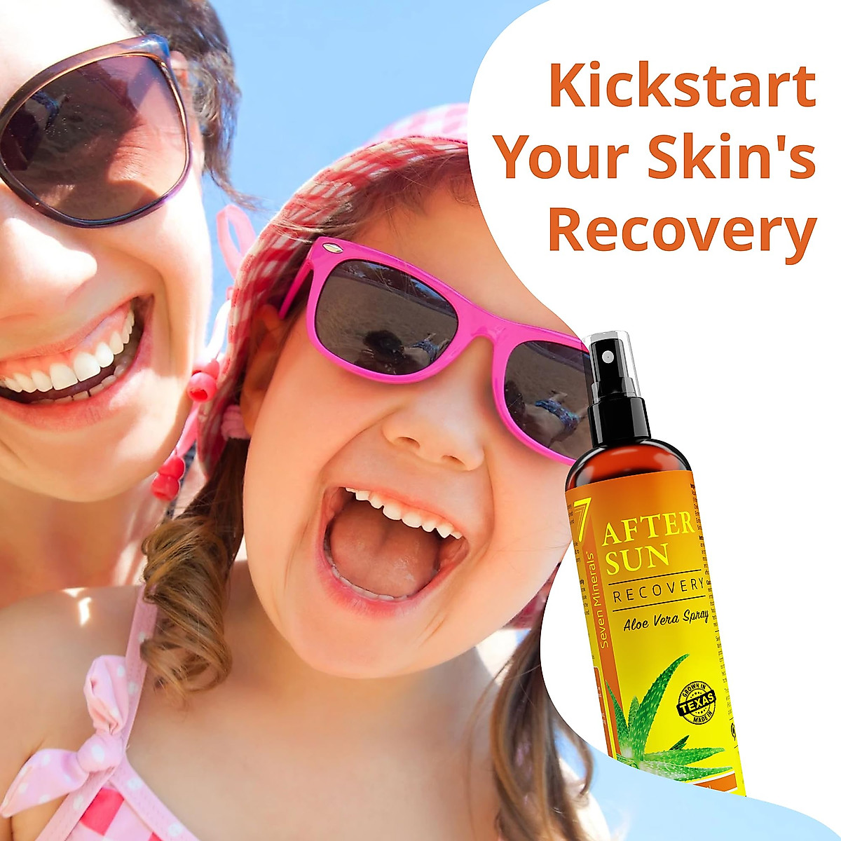 Seven Minerals NEW After Sun Solar Recovery Spray with Aloe Vera - For Skin & Face with Instant Sunburn Relief. Unlike Regular Aftersun Spray With Mango & Chamomile (12 Oz)