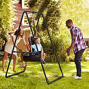 GREENSTELL Hammock Chair Stand, Swing Stand with 3 Hooks Fit for Most Hanging Chair, Ground Nails for Outdoor or Rubber Clamps for Indoor, Hanging Stand Only Max Load 551Ibs, Swing Chair not Include