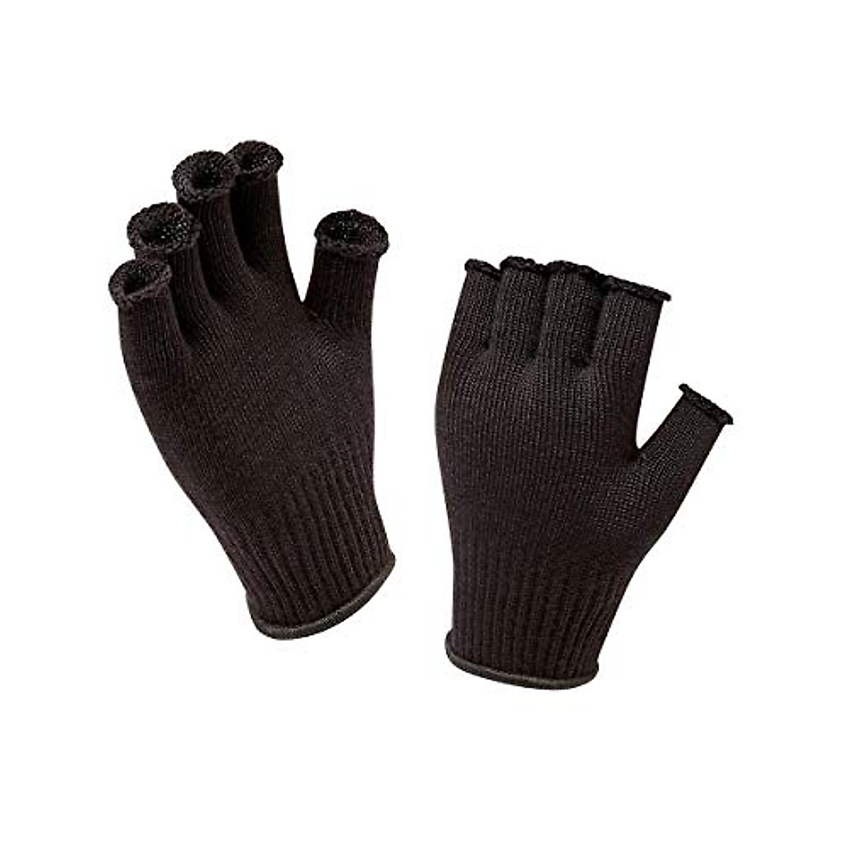 SEALSKINZ Unisex Merino Fingerless Glove Liner, Black,