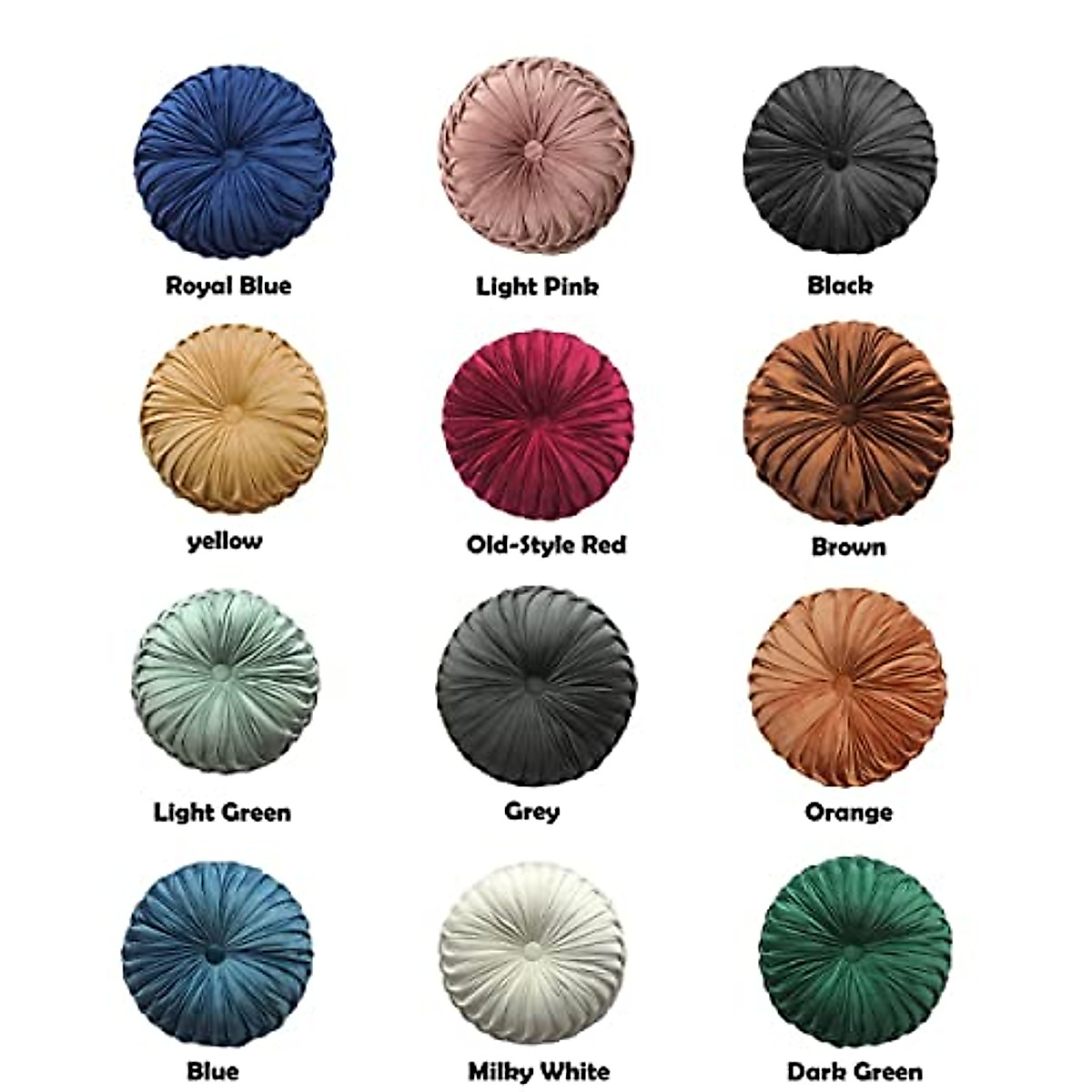 Wine Red Round Throw Pillow Holland Velvet Home Decoration Pleated Round Cushion ，Home Decorative for Home Sofa Chair Bed Car Decor