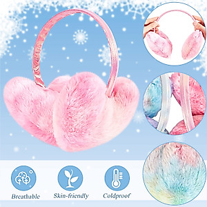 2 Pairs Valentines Day Heart Earmuffs for Girls Women Heart Ear Muffs Plush Fluffy Girl Warm Ear Muffs Toddler Kids Cute Ear Muffs for Winter Valentines Gift Holiday Birthday Gift Outdoor