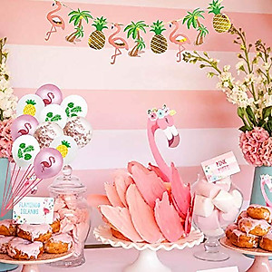 Let's Get Flocked Up Balloons Hawaii Luau Flamingo Tropical Summer Beach Pineapple Bachelorette Party Banner Flamingo Bach Bachelorette Party Supplies Decorations