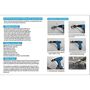 Electric Drill Plate Cutter, Electric Drill Shears Attachment Cutter Nibbler, Double Headed Sheet Metal Nibbler Cutter, Safe and Durable Drill Attachment for Metal Cutting