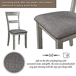 Merax 5-Piece Wooden Dining Table Set with 4 Chairs for Kitchen, Industrial Style, Light Grey