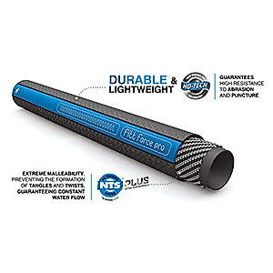 FITT Force Pro Water Hose, 5/8" 50 ft Heavy-Duty Commercial Grade Garden Hose, Blue