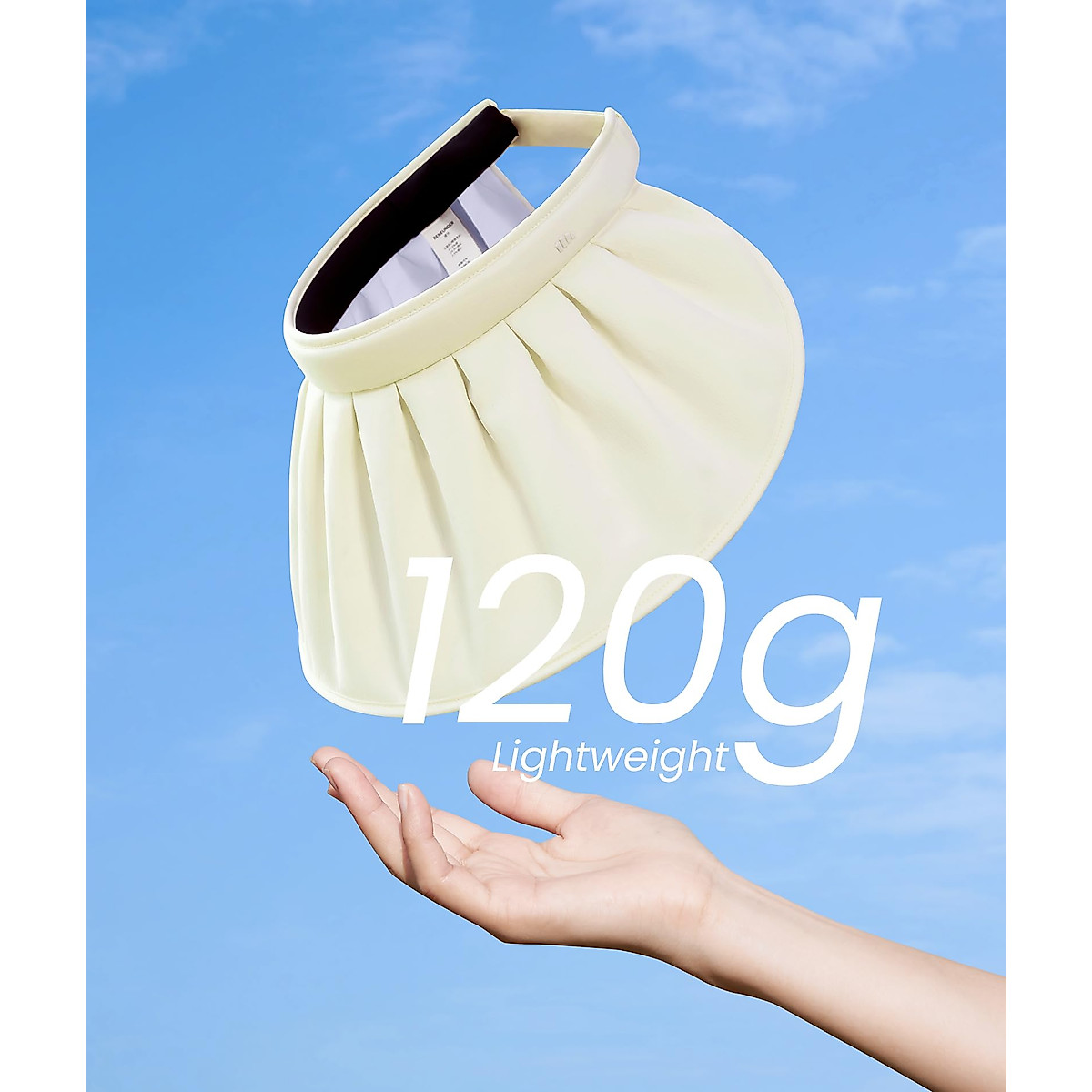 BENEUNDER Visor Hats for Women UPF50+ UV Protection, Adjustable Foldable Wide Brim Sun Hats, Lightweight for Summer Travel (24 Black)