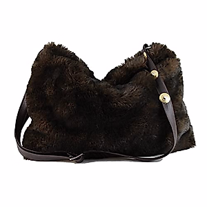 LONI Womens Faux Fur Hobo Crossbody Shoulder Bag Animal Print Handbag