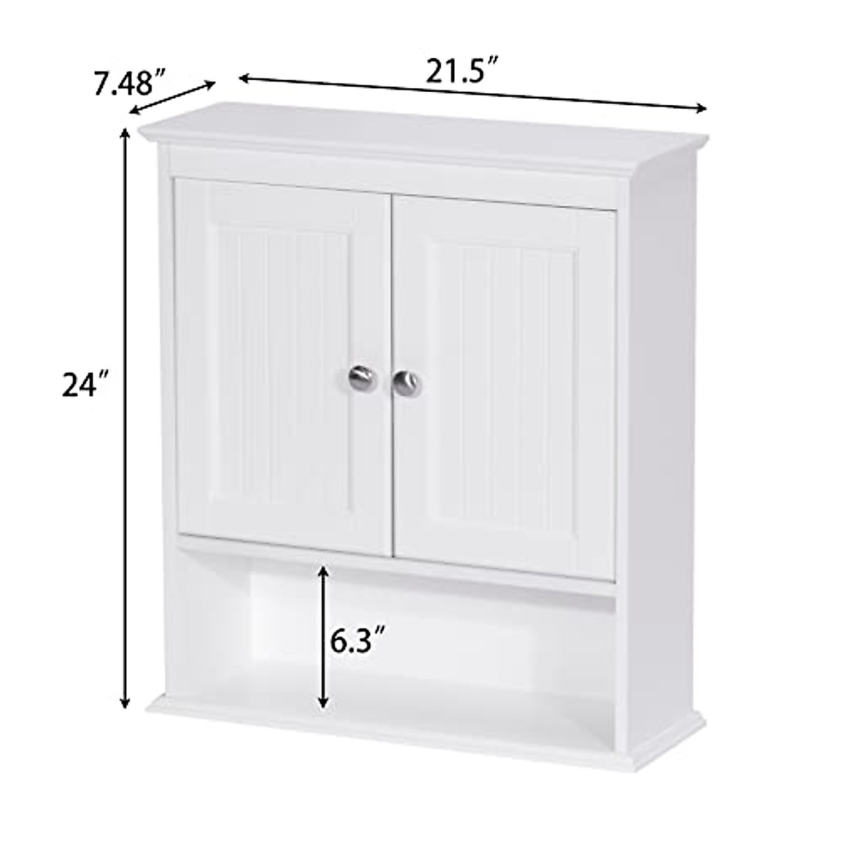 Spirich Home Bathroom Cabinet Wall Mounted with Doors, Wood Hanging Cabinet with Doors and Shelves Over The Toilet, Bathroom Wall Cabinet White