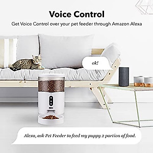 HBN Automatic Cat Feeders, 4L Dog Food Dispenser Dry Food,Work with Alexa and Voice Recorder,2.4Ghz Wi-Fi Enabled App Control