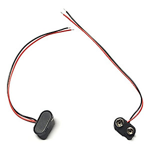 LAMPVPATH (Pack of 5) T-Type 9V Battery Connector, 9 Volt Battery Clip, 9V Battery Clip Connector with Wire and Hard Buckle Plastic Housing