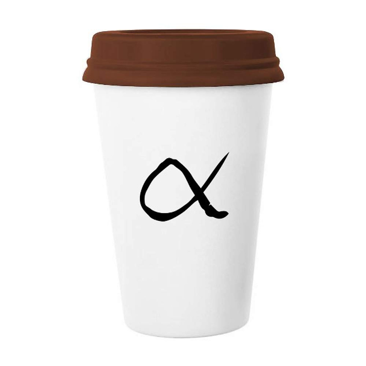 Greek Alphabet Alpha Black silhouette Mug Coffee Drinking Glass Pottery Ceramic Cup Lid