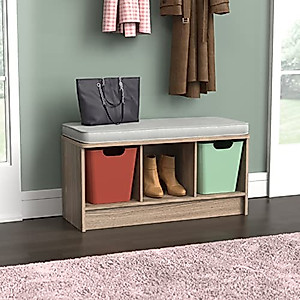 ClosetMaid 3258 Cubeicals 3-Cube Storage Bench, Natural Gray with Gray Cushion