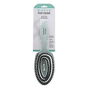 BioSilk for Dogs Eco-Friendly Boar Hair Bristle Brush in Mint Green | Easy to Hold Ergonomic Handle Dog Brush for Shedding | Best Pet Brush for Dog Grooming