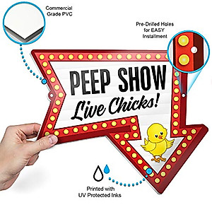 Bigtime Signs Peep Show Live Chicken Decor PVC 11"x9.5''- Chicken Coop Accessories - Chicken Gifts for Chicken Lovers, Chicken Brooder | Funny Chicken Decor for chicken feeder and chicken nesting box