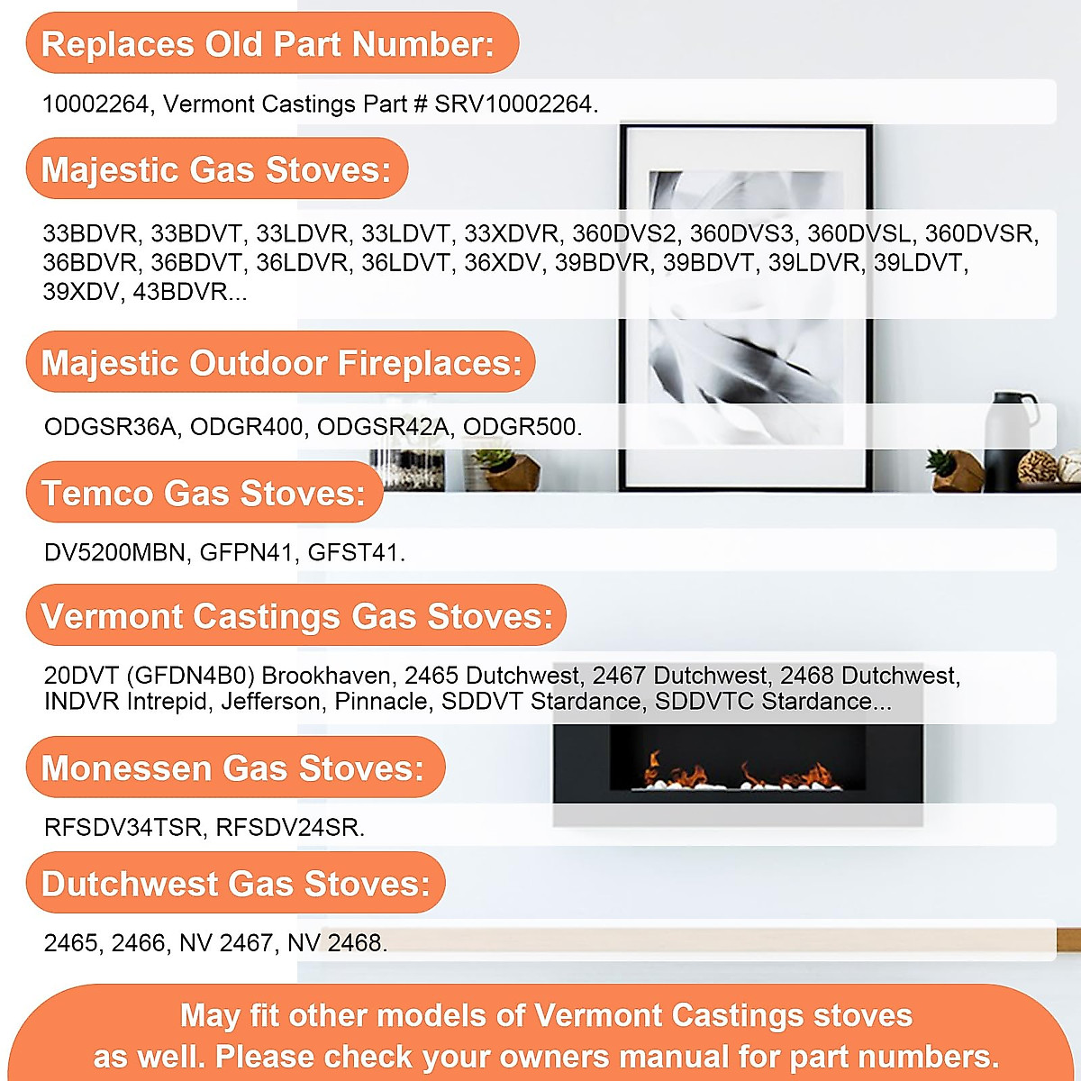 Hiorucet 10002264 Natural Gas 3 Way Pilot Assembly Kits for HHT, Majestic, Monessen, Temco, and Vermont Castings Fireplaces, SRV10002264 Pilot Assembly Replacement Parts with Thermocouple, Thermopile.