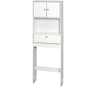 Zenna Home Drop Door Over the Toilet Bathroom Spacesaver, Bath-Storage Shelves, White