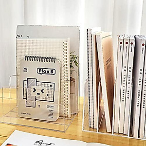 Halyuhn Acrylic Desk File Organizer, 4Sections Clear File Organizer for Desk, Letter Organizer Desktop, Acrylic Mail Organizer Countertop for Notebook, Document and Mail, File Holder for Desk,1Pcs