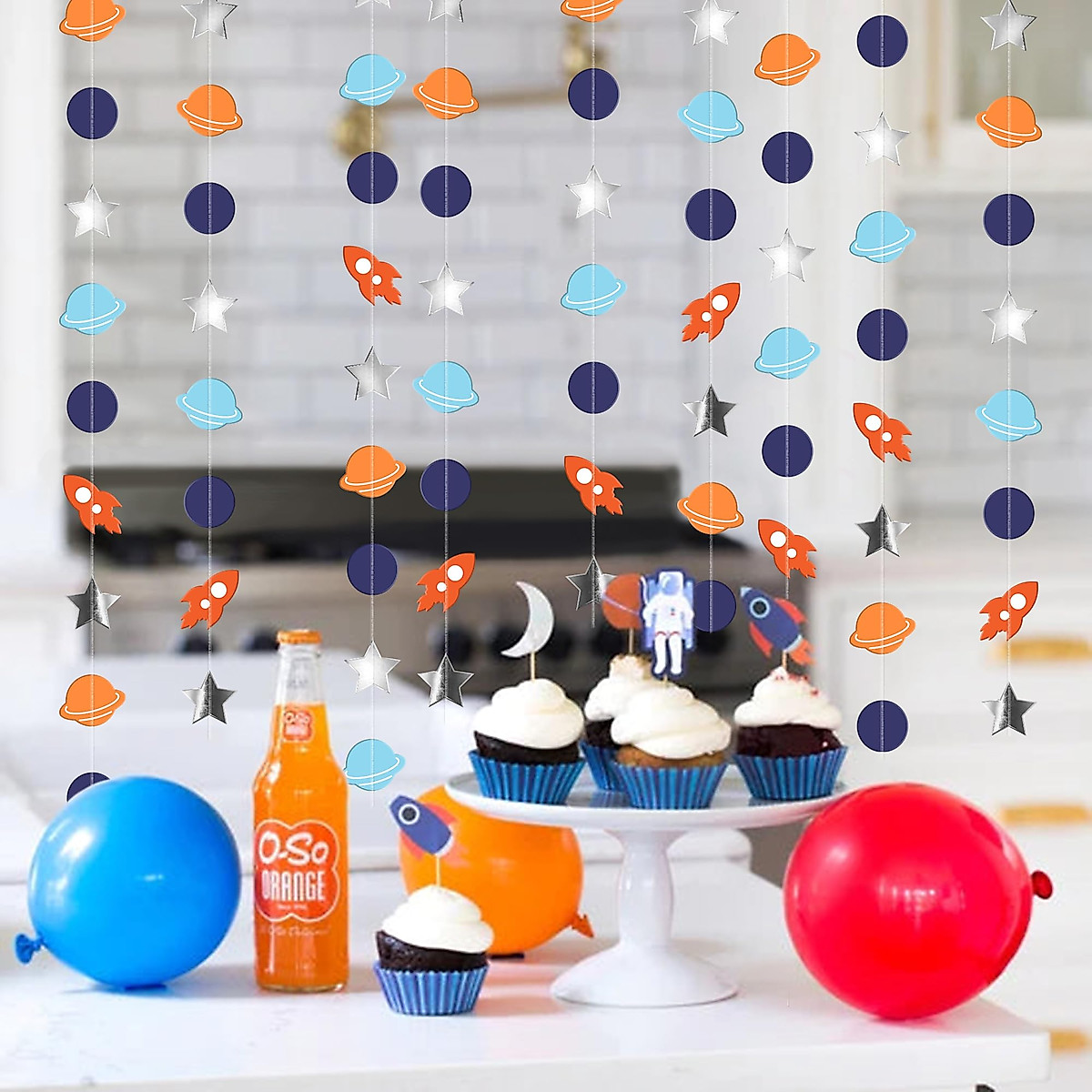 Blast Off to Outer Space Garland Space Party Banner Rocket Ship Baby Shower Birthday Party DIY Decorations Boys Room Decor