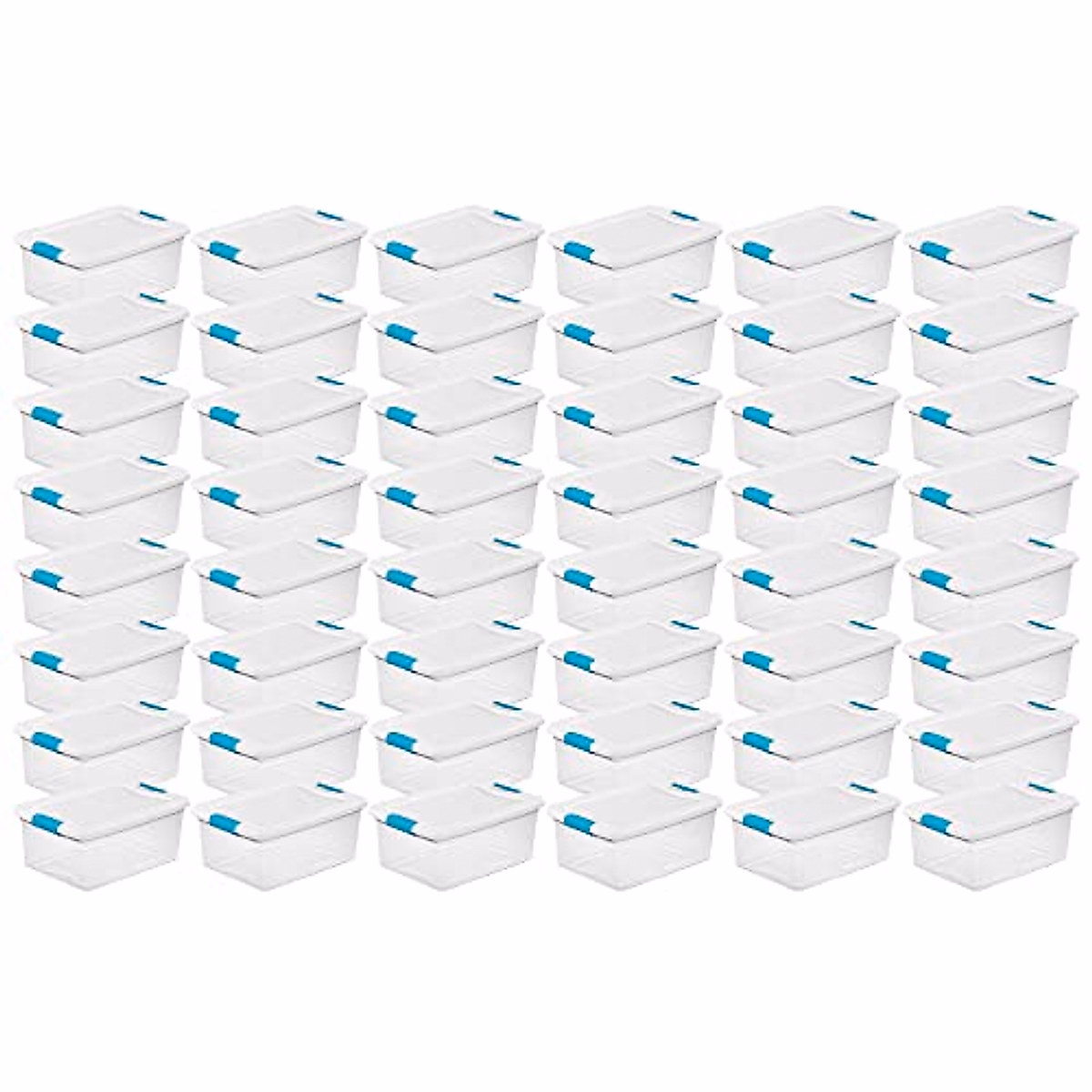 Sterilite Plastic 15 Quart Stacking Storage Box Container with Latching Lid for Home, Office, Workspace, and Utility Space Organization, 48 Pack