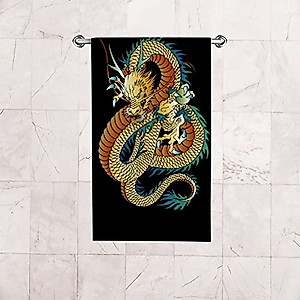 Kuizee Microfiber Hand Towel Face Towels Set of 2 Oriental Dragon Painting Quick-Dry Highly Absorbent Ultra Soft Bathroom Kitchen 30X15 Inch